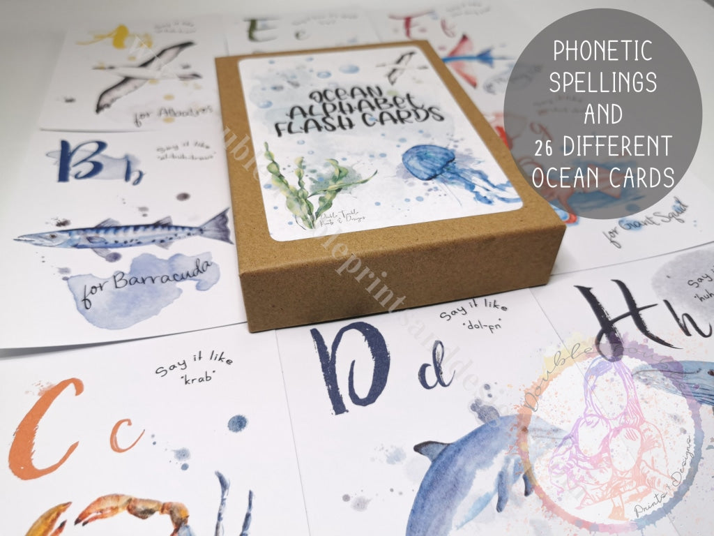 Educational Ocean Alphabet Flash Cards – Double Trouble Prints & Designs