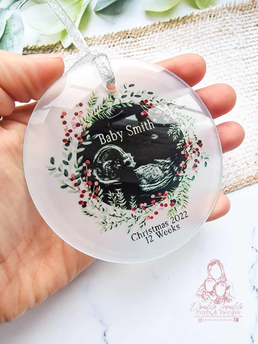 ULTRASOUND - BABY SCAN- FIRST CHRISTMAS TREE ORNAMENT BAUBLE – Double ...